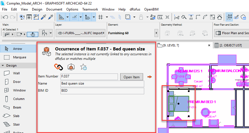Linking ArchiCAD Objects to Items in dRofus