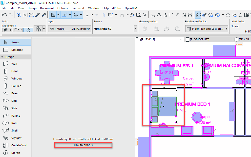 Linking ArchiCAD Objects to Items in dRofus