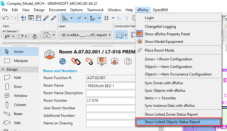 Linked ArchiCAD Objects Status