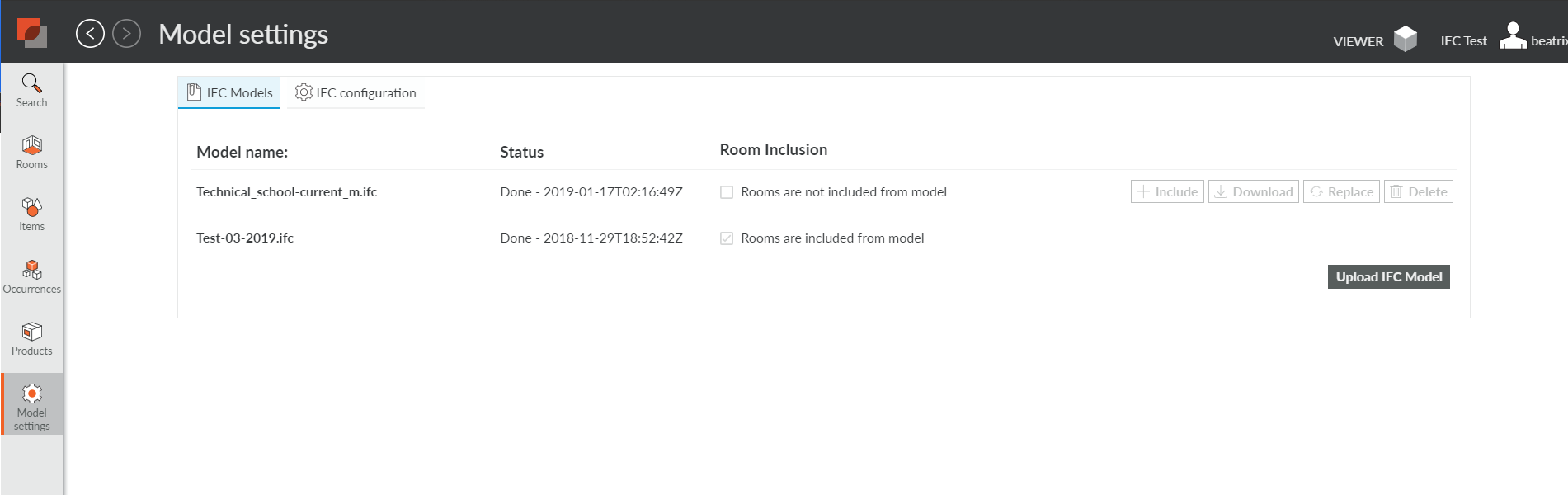 Uploading a model to the IFC web server