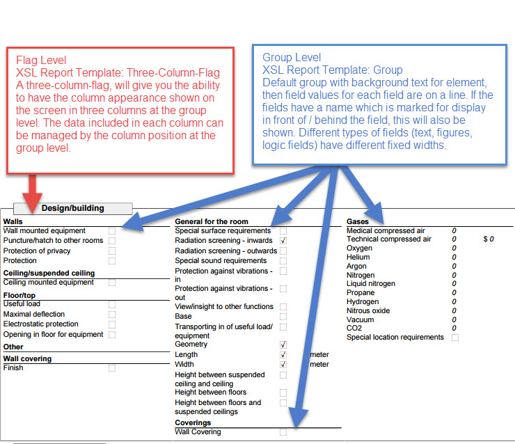 Three- Column- Flag: XSL Report Template is Group