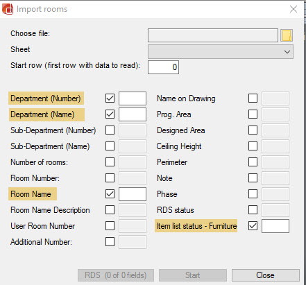 Import and Update of Item List Templates to a Room from MS-Excel