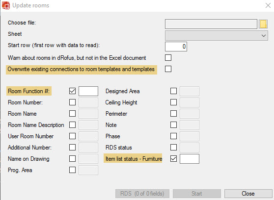 Import and Update of Item List Templates to a Room from MS-Excel