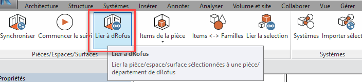 Lier des pièces placées / Nouvelles Pièces Revit pour les créer dans dRofus