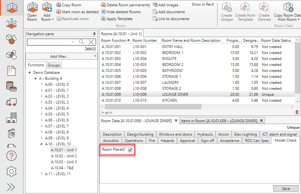Send data from Revit to dRofus Room Data