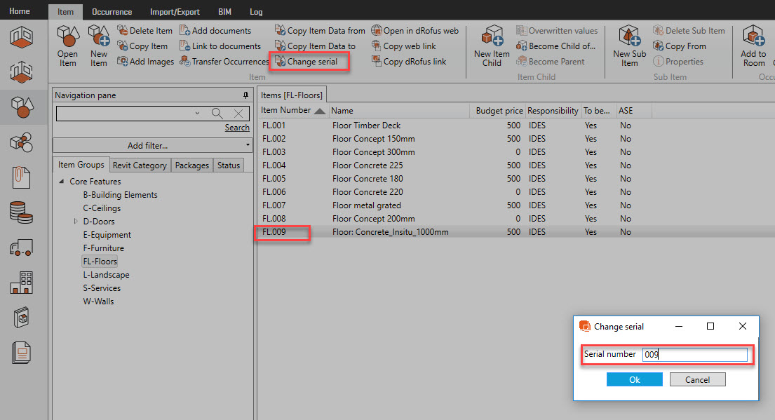 Editing of Item Numbers