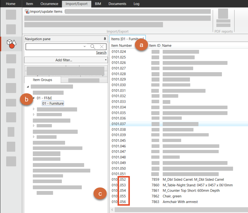 Editing of Item Numbers