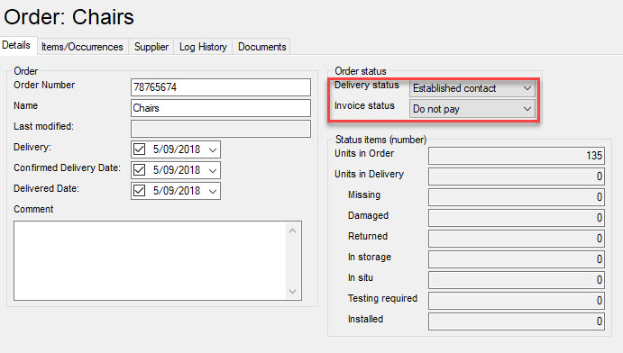 Delivery Status Options