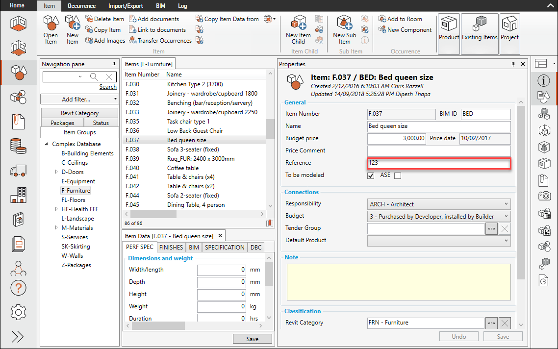 dRofus Panel Family Types Updating Data