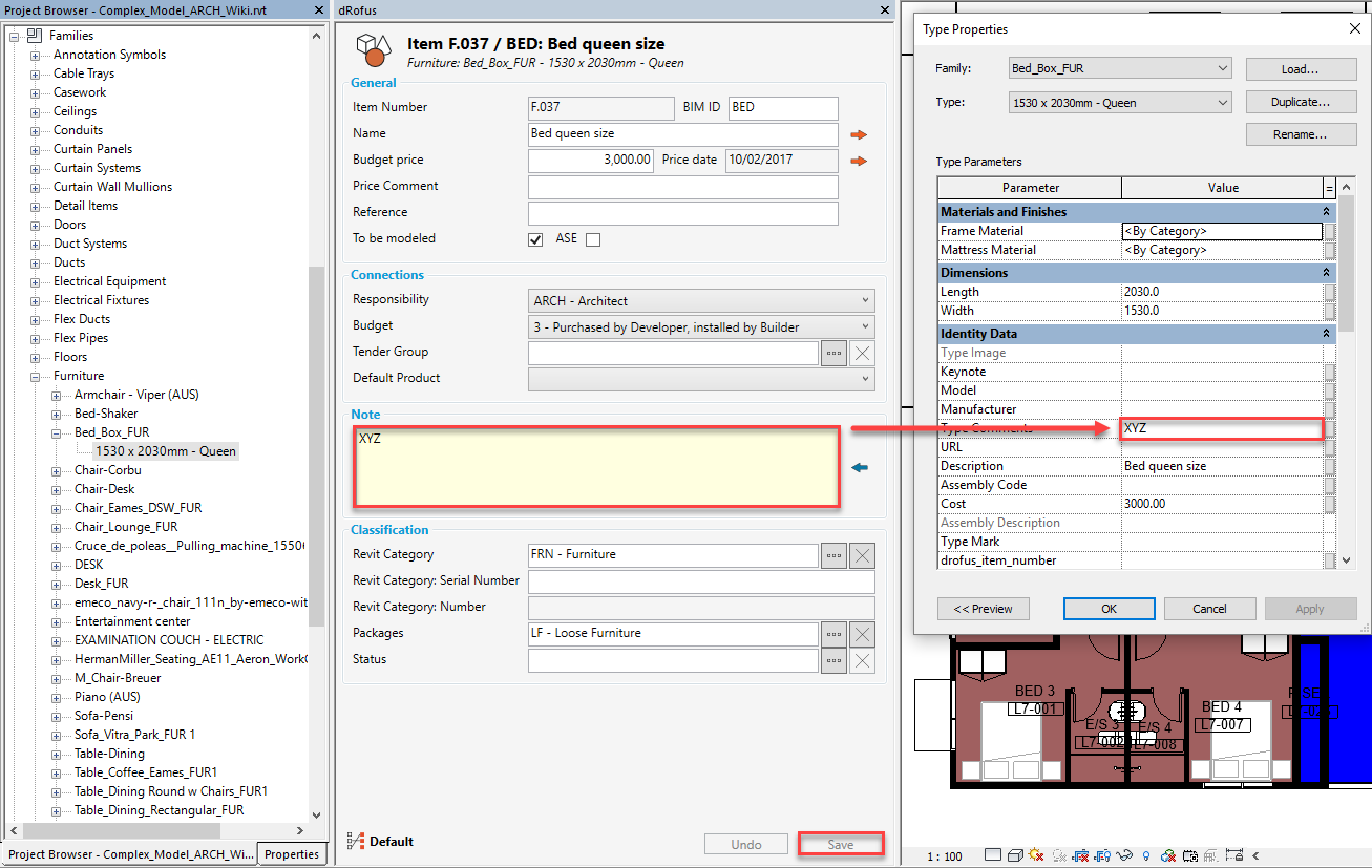 dRofus Panel Family Types Updating Data