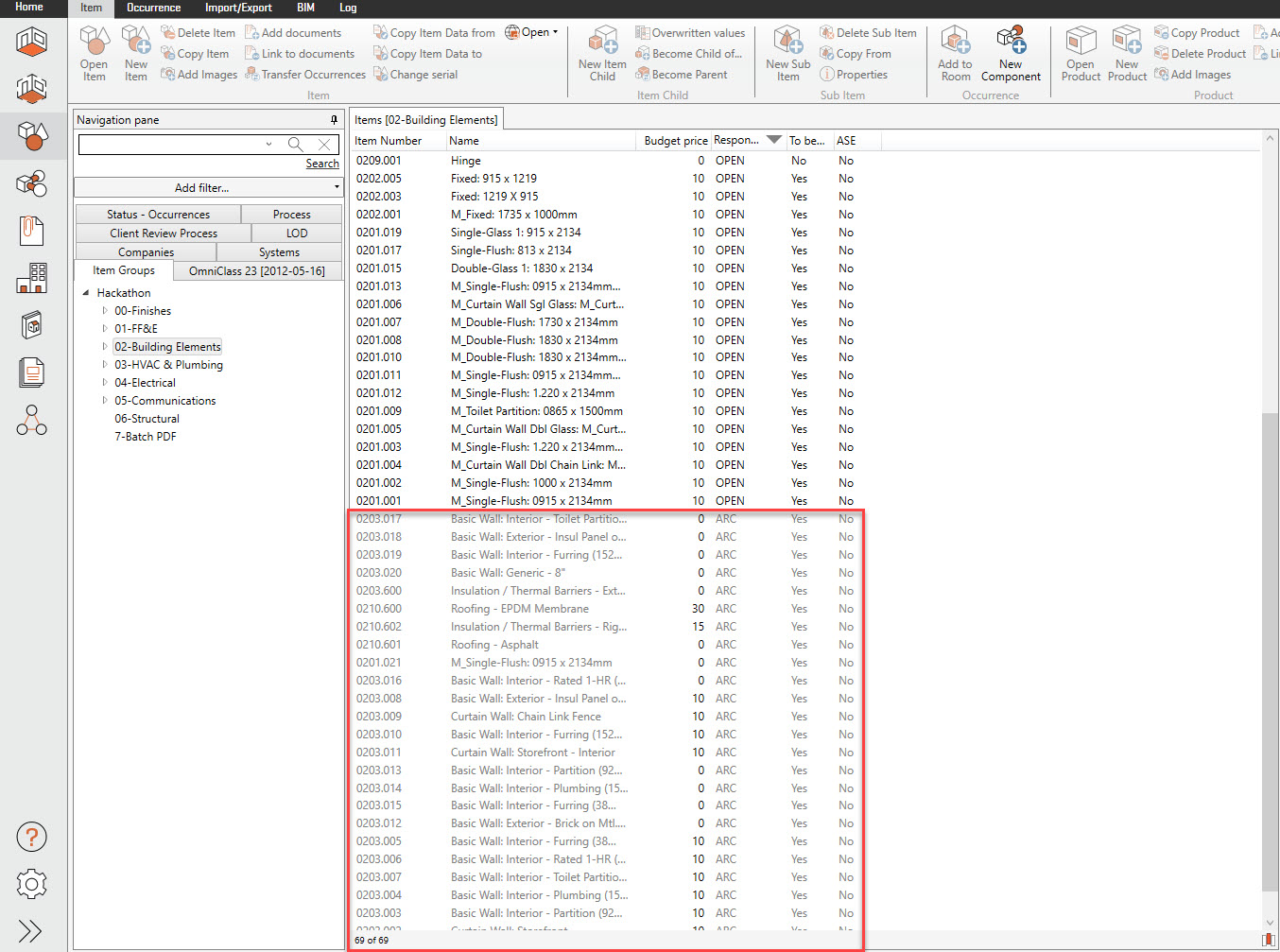 Items en lecture seule