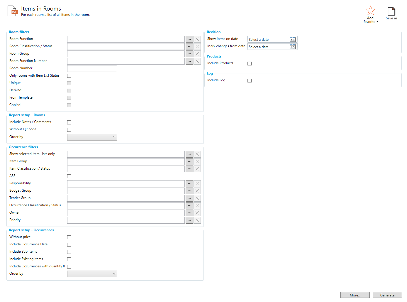 Deprecated Items in Rooms PDF Report