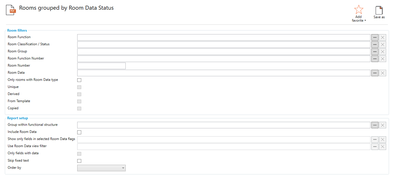 Rooms Grouped by Room Data Status PDF Report