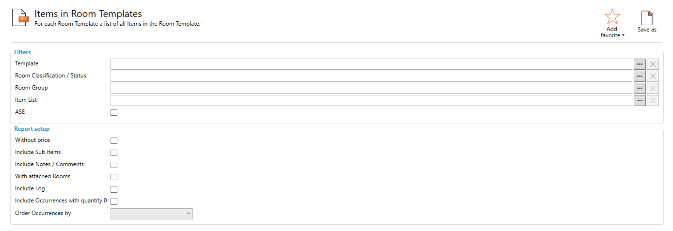 Deprecated Items in Room Templates PDF Report