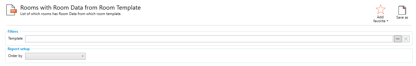 Rooms with Room Data from Room Template PDF Report