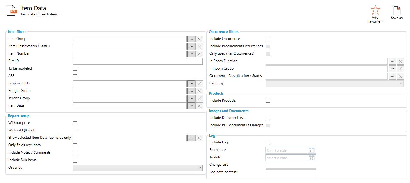 Deprecated Item Data PDF Report