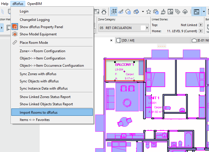 Import ArchiCAD Zones