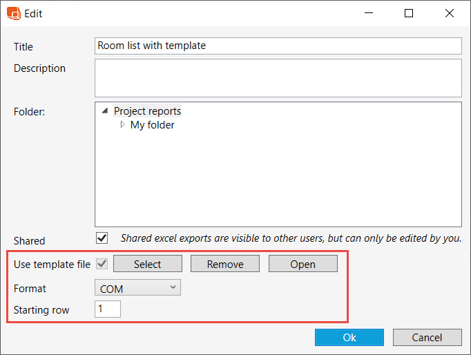 Excel export with template