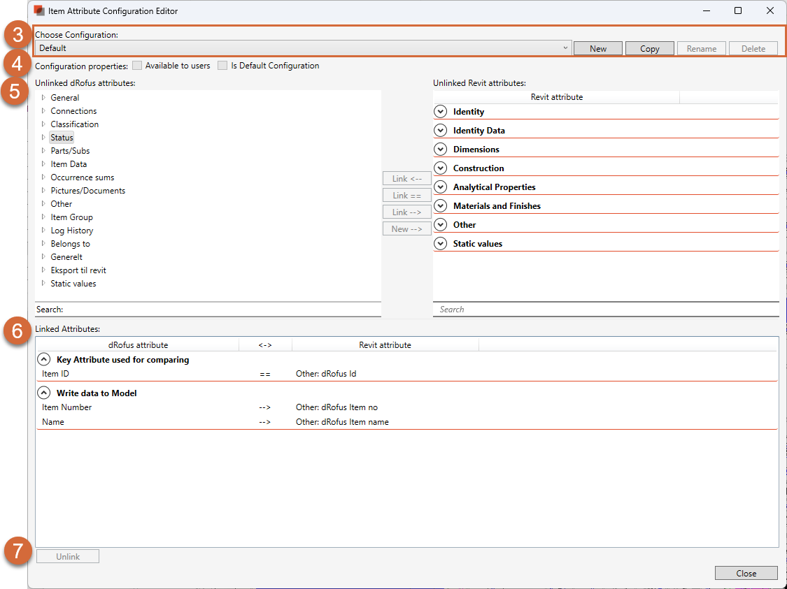 Create New or Edit Revit Attribute Configuration.