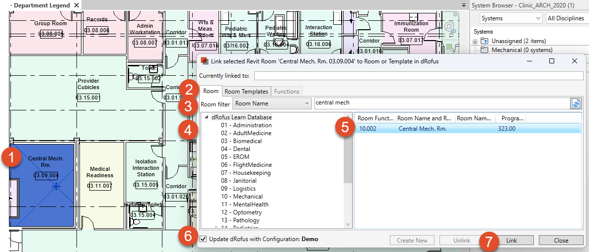 Link Rooms that exists in Revit and dRofus