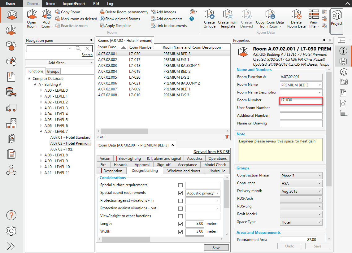 Update Room Properties using dRofus Pane