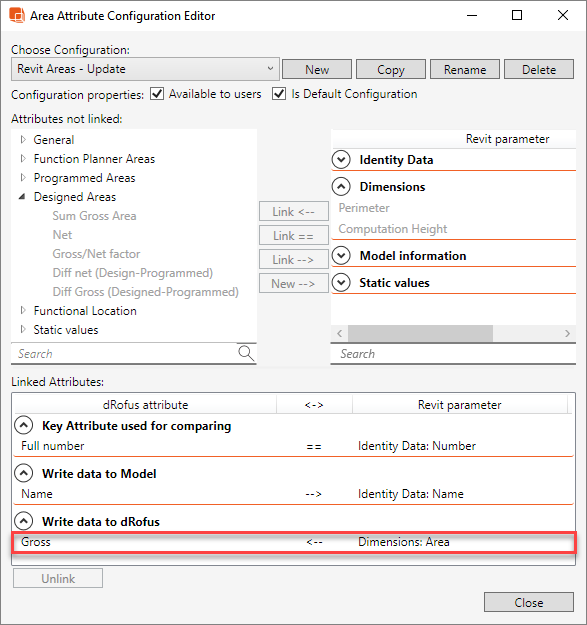 Revit Areas / dRofus Room Function