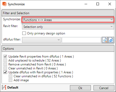 Linking Revit Areas to dRofus Room Functions