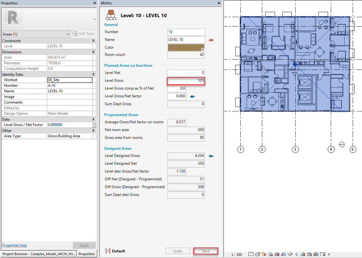Update Areas data with dRofus Panel