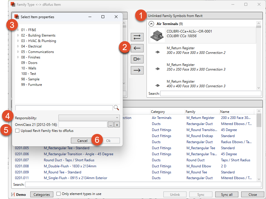 Create dRofus Items and Link Revit Family type