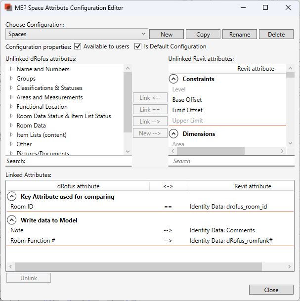 Create or Update Revit Spaces from Linked Revit Model.