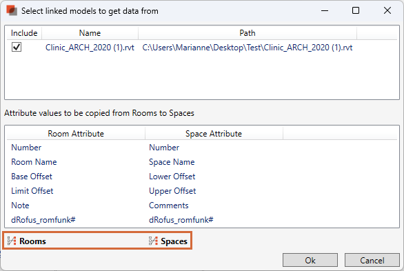 Create or Update Revit Spaces from Linked Revit Model.