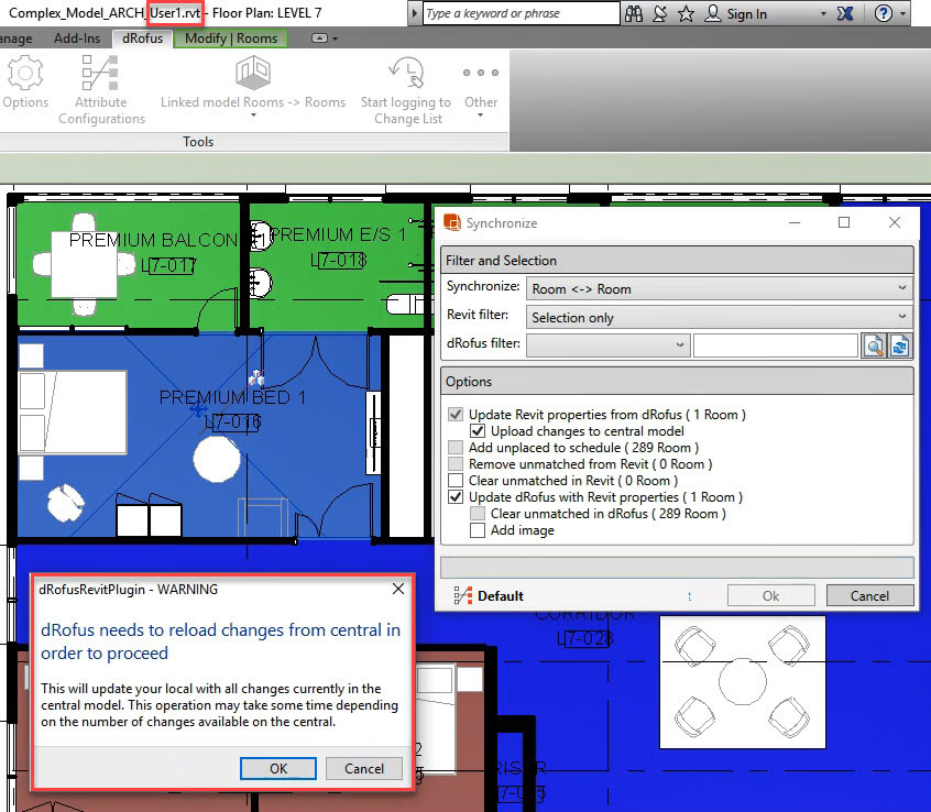 Revit Areas Rooms and Spaces - Request to Synchronize with Central model