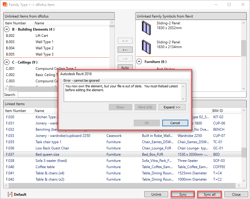Revit Family Types and Instances - Request to Synchronize with Central ...