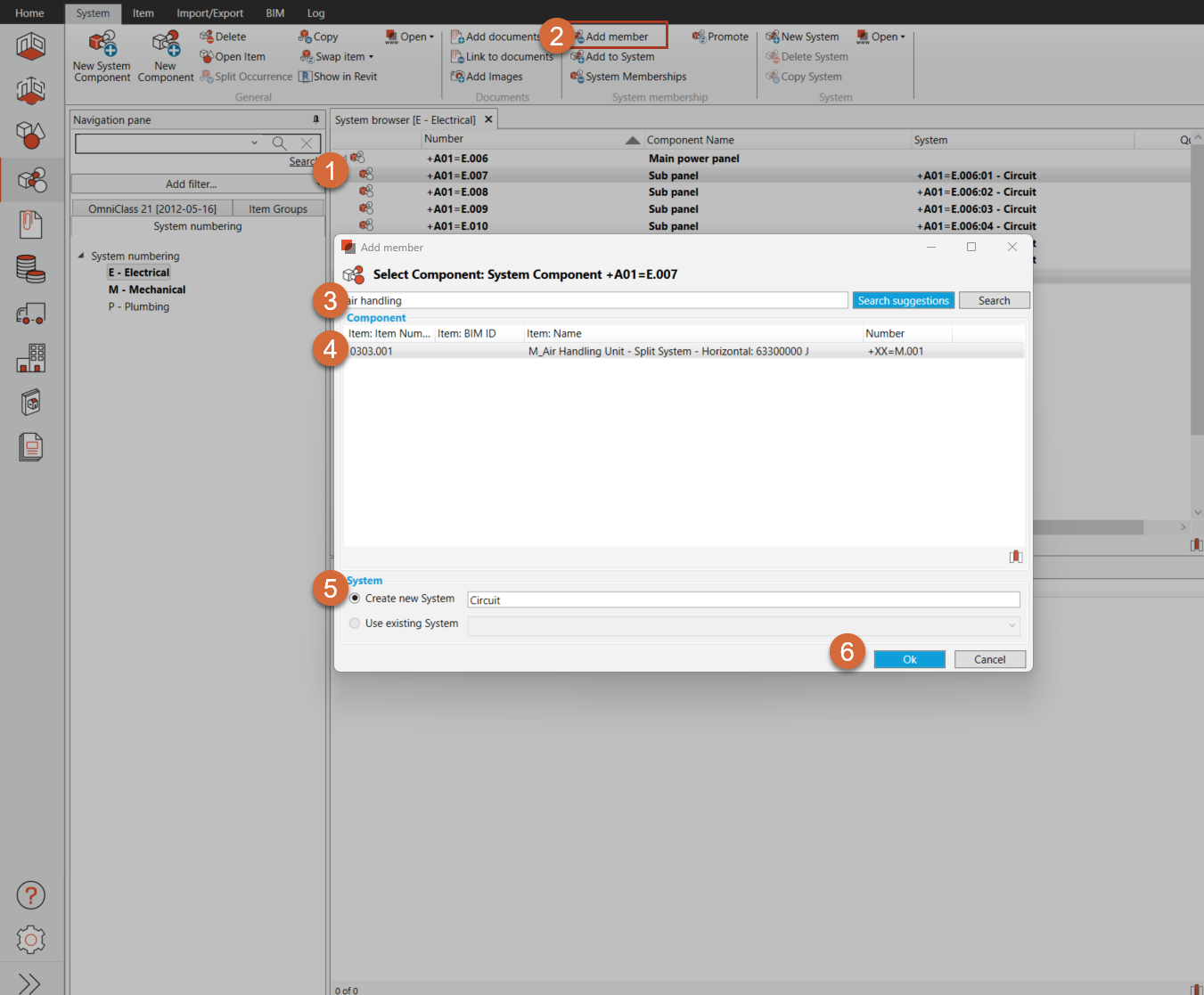 Add existing Occurrence as a Component in a System to the selected System Component