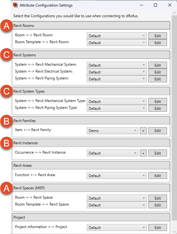 Workflow for linking Revit Systems to dRofus Systems