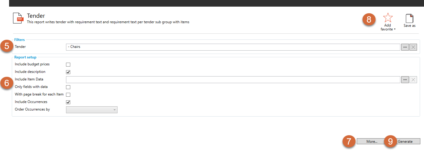 Create Tender Report
