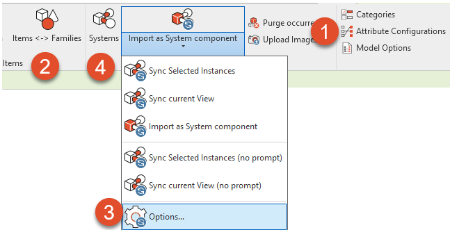 Import System Component and connected system and Components to dRofus