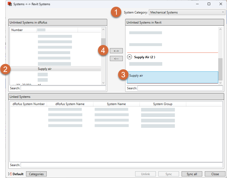 Link System in Revit with Planned Systems in dRofus