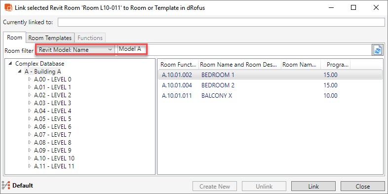 Filter rooms using Model Name