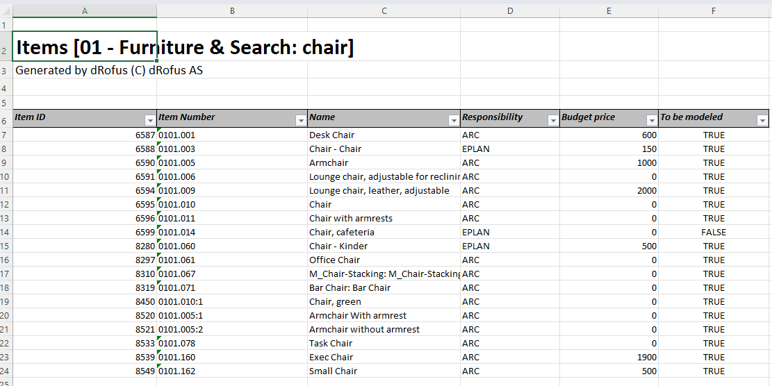 Create Excel-file for import and update