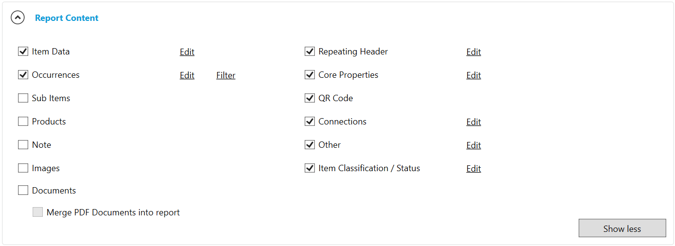Item Details PDF Report