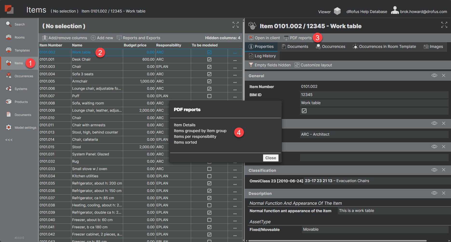Toolbar Reports using dRofus Web